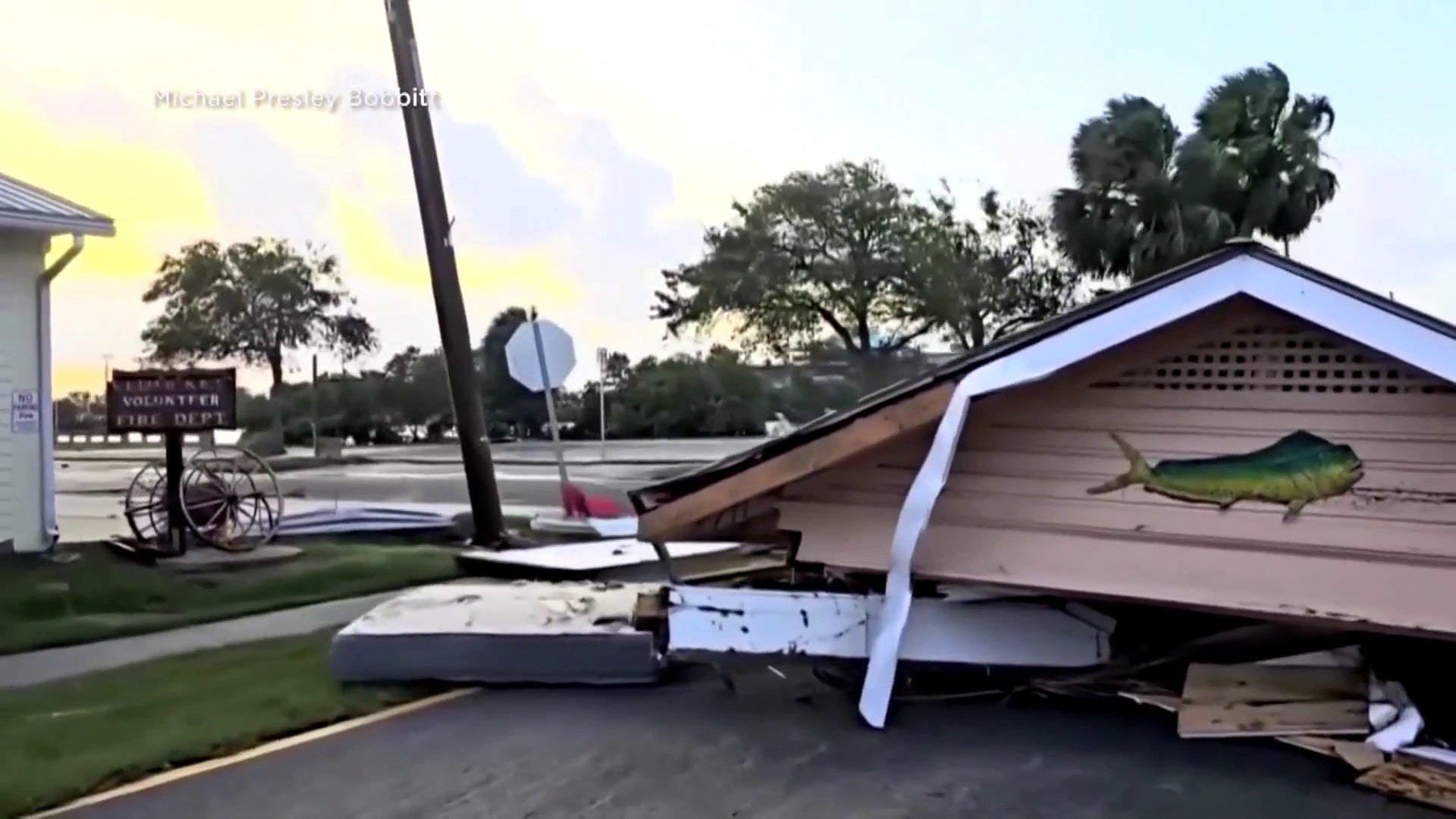 Major damage in Cedar Key from Helene